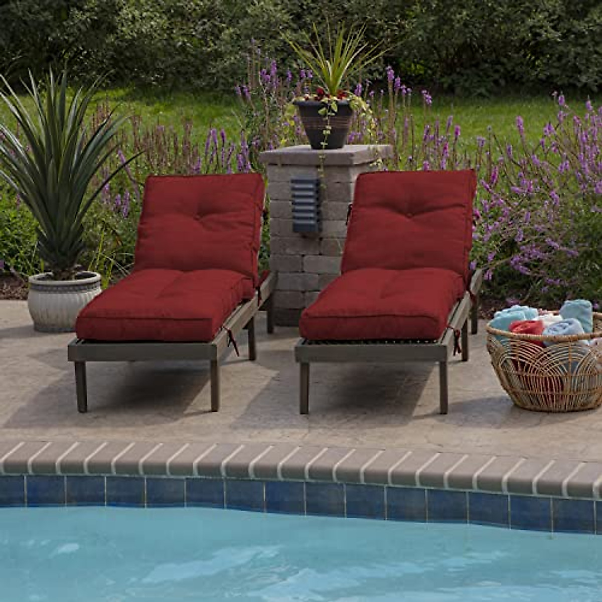 Arden Selections PolyFill Outdoor Chaise Lounge Cushion 76 x 22, Ruby Red Leala