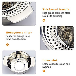 Vanleonet Stainless Steel Citrus Lemon Orange Juicer Manual Hand Squeezer, Juicer Hand Press Manual Juicer Fruit Lemon Lime Orange Squeezer with Bowl Juicer Strainer