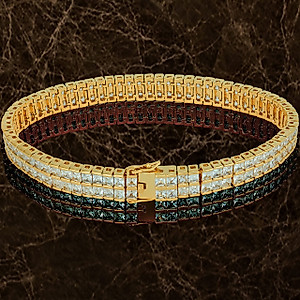 LIFETIME JEWELRY Princess Cut Cubic Zirconia Classic Tennis Bracelet 24k Gold Plated (7, 2 Rows)