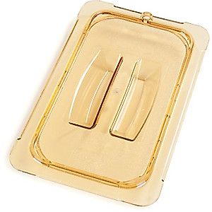 Carlisle FoodService Products 10490U13 StorPlus High Heat Universal Handled Food Pan Lid, Quarter Size, Amber