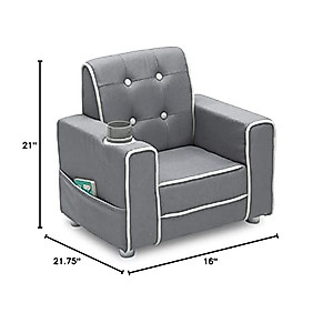 Delta Children Chelsea Kids Upholstered Chair with Cup Holder, Soft Grey
