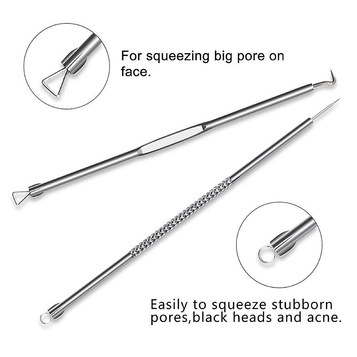 Blackhead Remover Pimple Comedone Extractor Tool Acne Kit - Treatment for Blemish, Whitehead Popping, Zit Removing for Risk Free Nose Face Skin (Sliver)