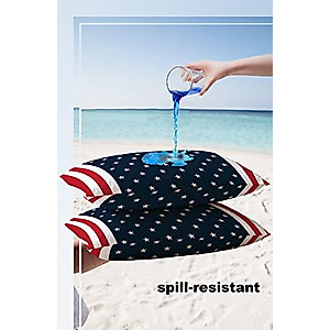 Lumbar Pillow Covers 12 x 20 Inches, 4th of July Waterproof Pillow Protector Set of 2 Throw Pillowcases, Independence Day Patriotic Star Red Line Rectangle Cushion Covers for Patio/Tent/Couch/Garden