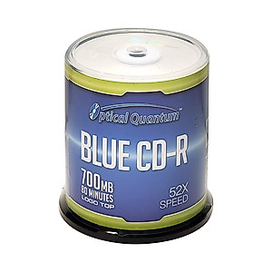 Optical Quantum Blue AZO CD-R 700MB 52X Recordable Media Disc for Data and Music 100pk Spindle Frustration Free Box