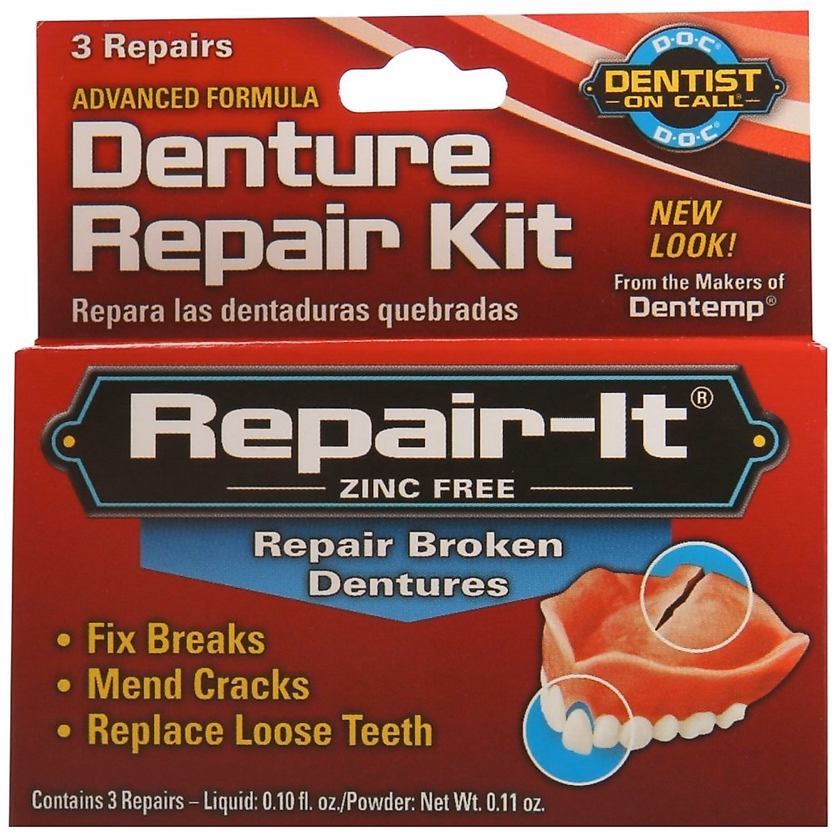 D.O.C. Repair-It Advanced Formula Denture Repair Kit 3 ea (Pack of 6)