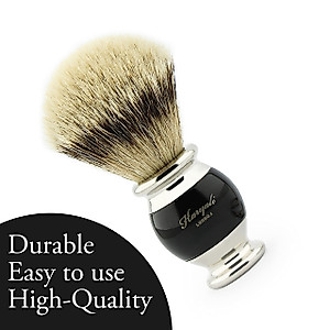 Haryali London Pure Silver Tip Badger Hair Shaving Brush with Brush Stand/Holder