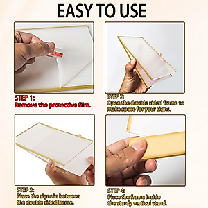 TonGass (12-Pack, Gold 5"x7" Standard Double-Sided Acrylic Wedding Table Numbers Picture Frames Clear Sign Holders with 3mm Gold Border & Vertical Stand Wedding Table Number Holder