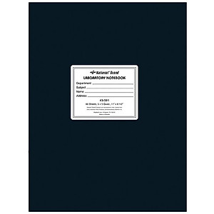 National Laboratory Notebook, 5 x 5 Quad Ruling, Black Hard Cover, 11" x 8.5", 60 Sheets (43591)