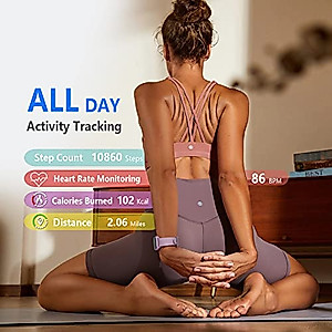 FITVII Fitness Tracker, Smart Watch with 24/7 Blood Pressure Heart Rate and Blood Oxygen Monitor, Sleep Tracker with Calorie Step Counter, IP68 Waterproof Activity Tracker for Women Men Android iOS