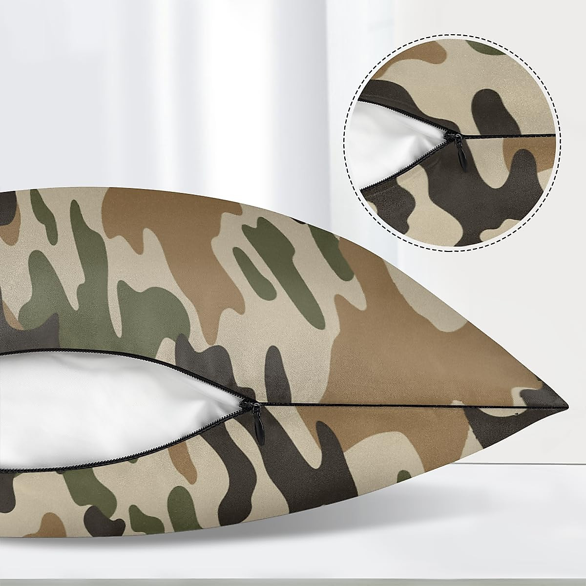 Camo Body Pillow Covers Decorative Soft Bedding Satin Pillowcase with Zipper Closure Cooling Breathable Long Pillow Case-21"x 54"