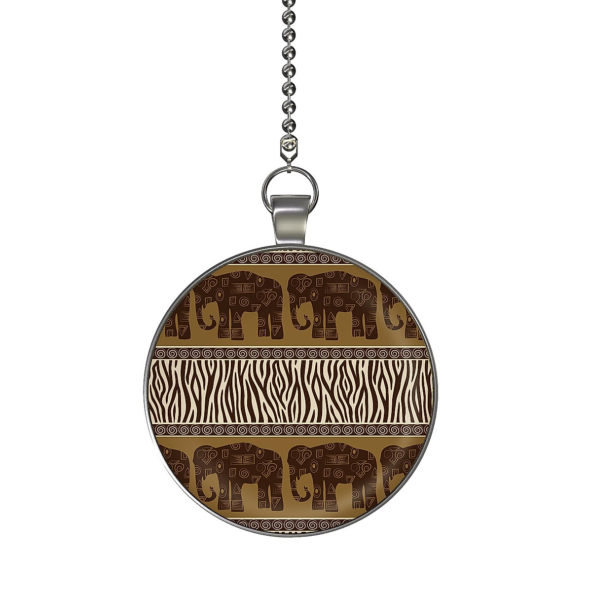 Gotham Decor African Safari Elephants Single Ceiling Fan and Light Pull Chain Pendant/Fan Pull