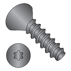 Small Parts 0206LTFB Steel Thread Rolling Screw for Plastic, Black Oxide Finish, 82 Degree Flat Head, Star Drive, #2-28 Thread Size, 3/8" Length (Pack of 100)