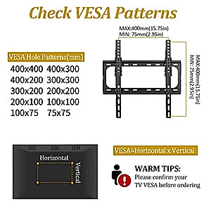 Tilting TV Wall Mount Low Profile for Most 26-55 inch Flat Screen Curved TVs, Wall Mount TV Bracket Max VESA 400x400mm and Holds up to 99lbs, TV Mount Fits Max 16 inch Wood Studs SIBEIKE