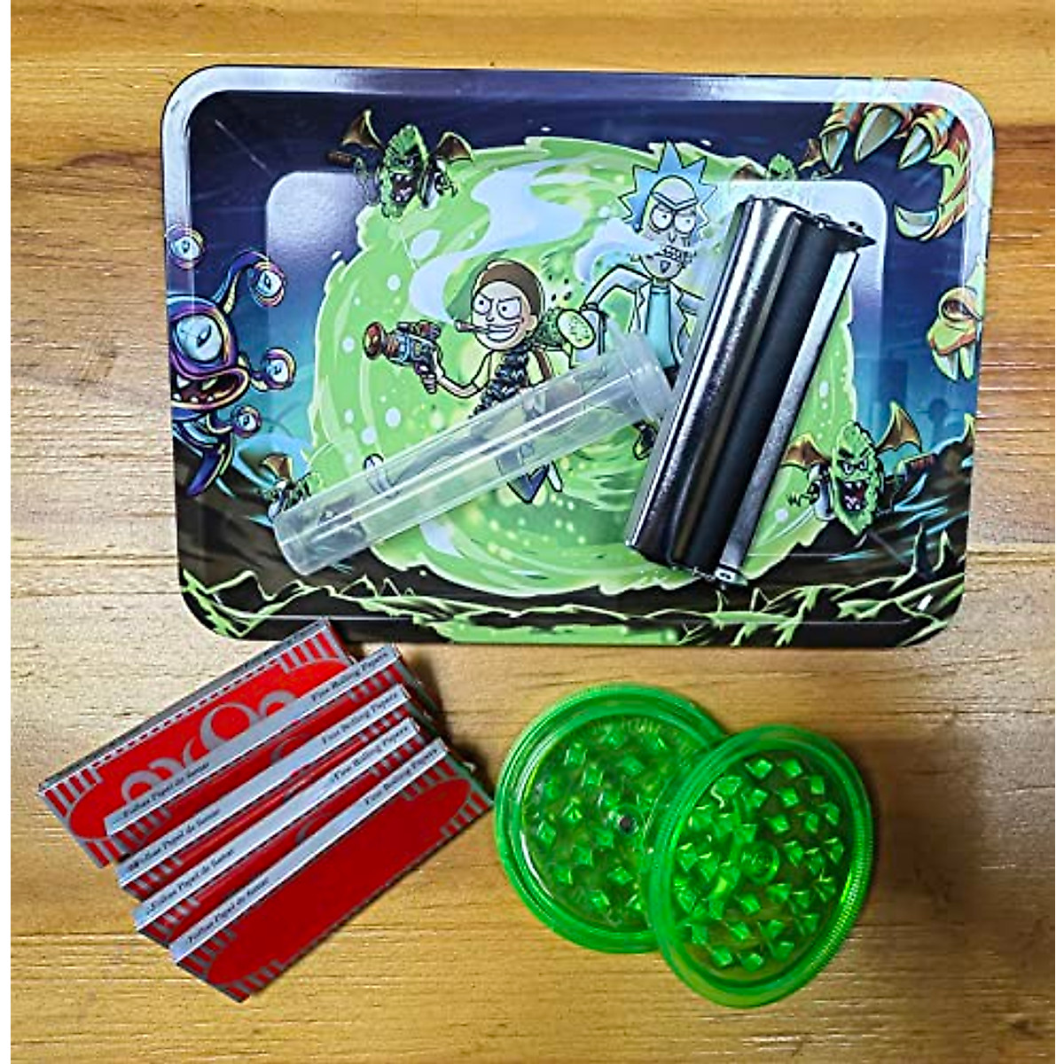 GLESOS Small Roll Paper Trays, Premium Mini Metal Tray 7"x 5" with Multiple Tools Starter kit (Colorful Series 002)