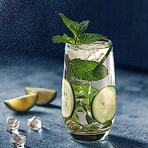Claplante 12 Pcs Crystal Highball Glasses, 15 oz Drinking Glasses, Tall Glass Sets, Water Glasses, Mojito Glass Cups, Bar Glassware, and Mixed Drink Cocktail Glass Set, Collins Glass Tumblers
