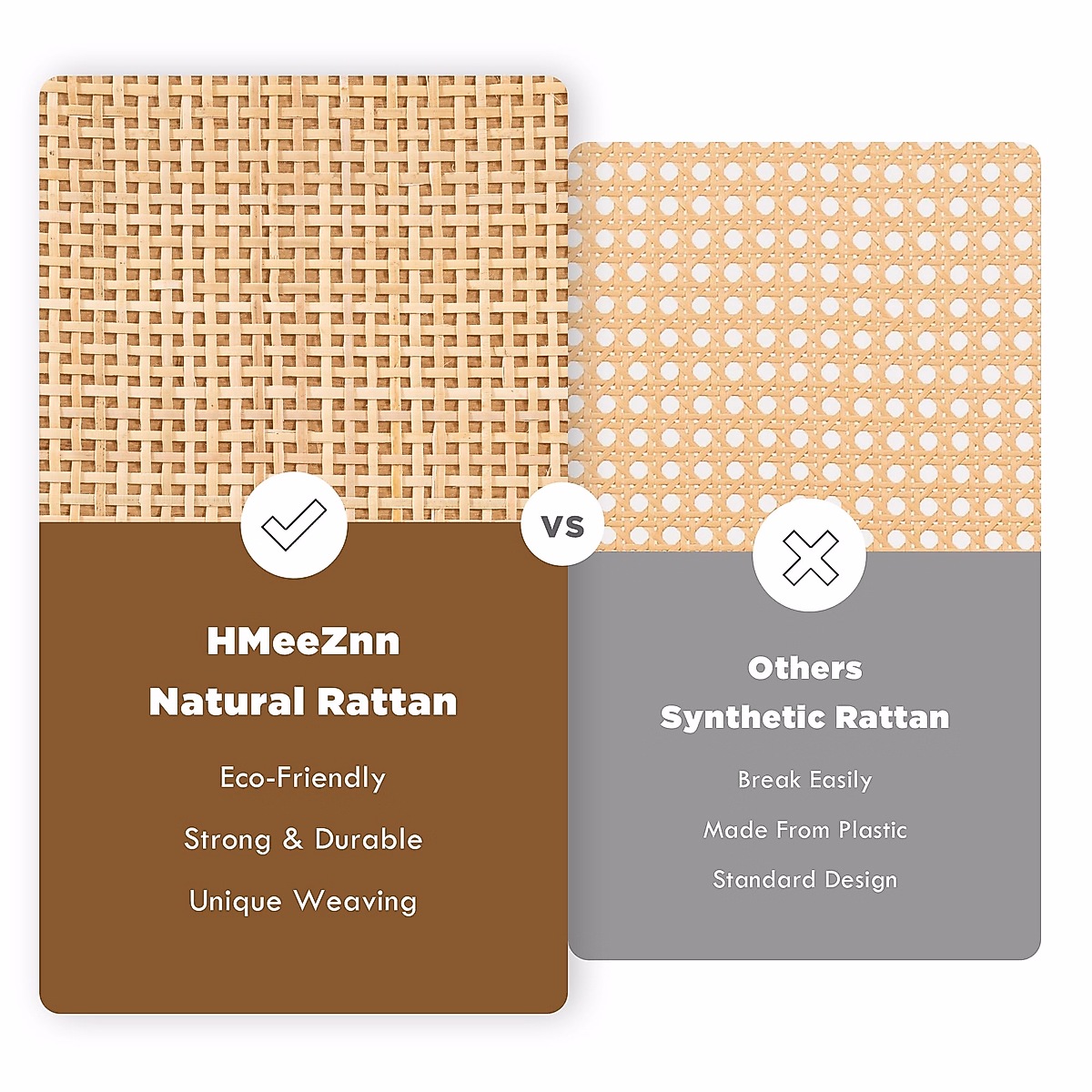 HMeeZnn Rattan TV Stand for 55 Inch TV, Mid Century Modern Entertainment Center with Storage Boho TV Console Table with 2 Cabinets for Living Room Bedroom, Natural Wood