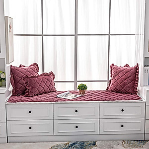 JeogYong Short Plush Thicken Bay Window Mat Non-Slip Crystal Velvet Bay Window Cushion Pad, Modern Windowsill Bench Seat Cushion for Indoor Tatami Sofa Decor Home Bedroom Living Room