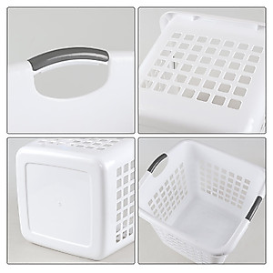 Anbers 4-Pack Large Plastic Laundry Hamper Basket, White Clothes Hamper