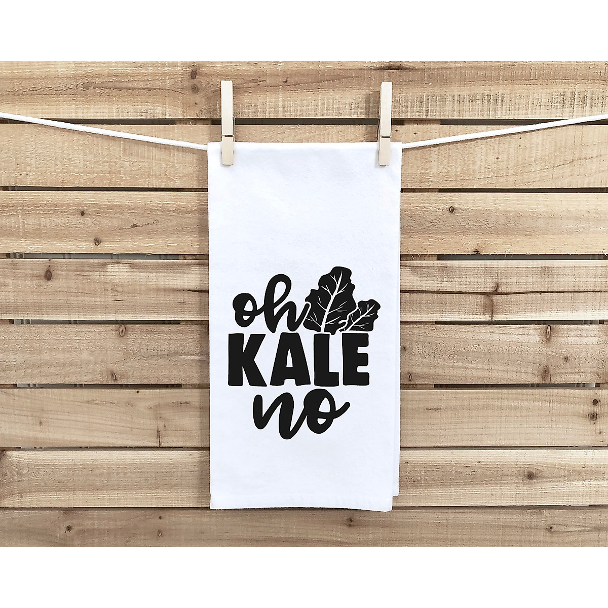 Oh Kale No Flour Sack Kitchen Towel with Hanging Loop - Funny Cute Vegetable Pun Dish Cloth Housewarming Hostess Birthday Christmas Veggie Lover Gift