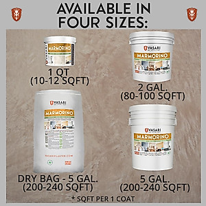 VASARI Lime Plaster & Paint | Marmorino Plaster (Fine Sand Finish) | Made from Natural Lime and Powdered Marble | color: Natural White #1 | Dry Mix Bag (Makes 5 Gallons of Plaster)