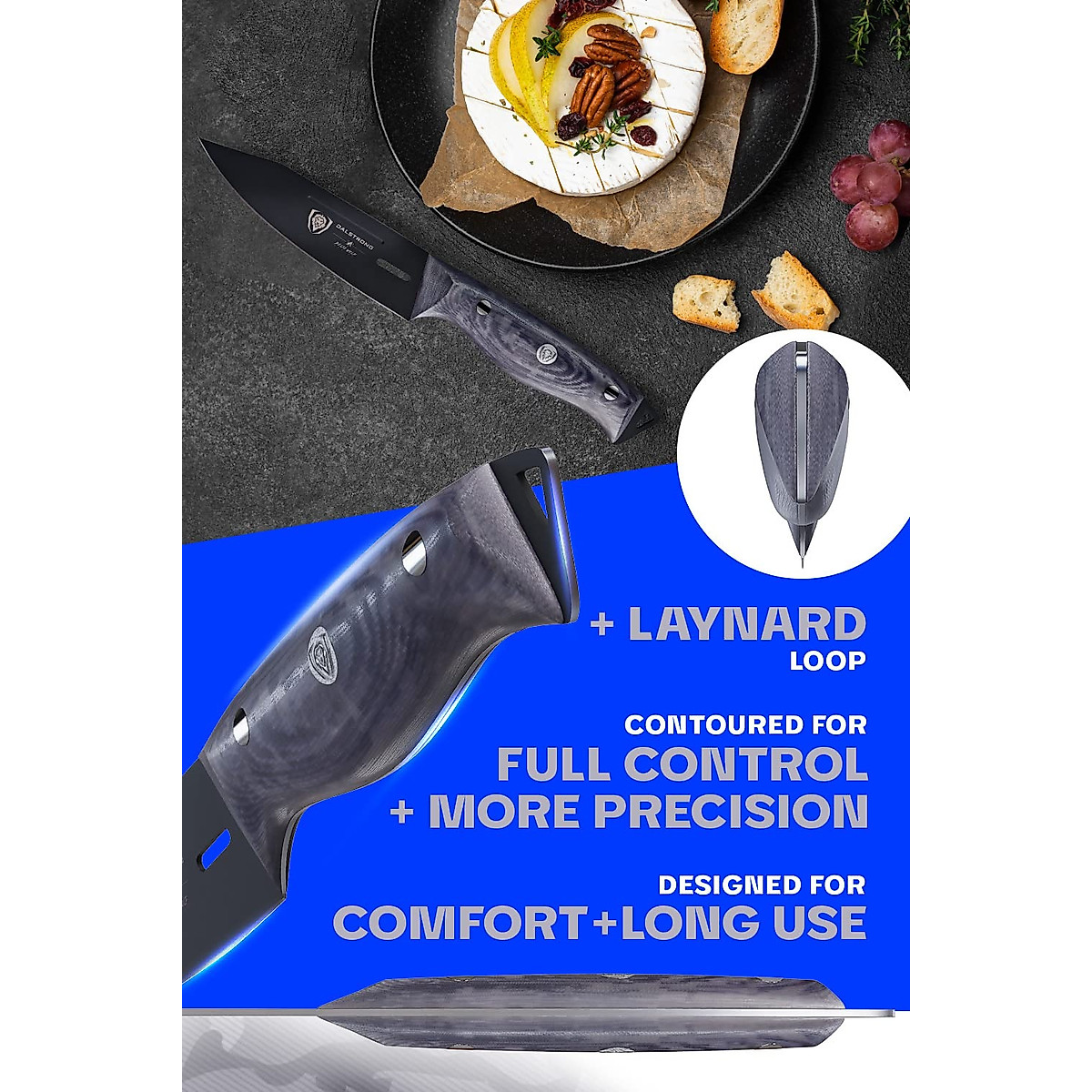 Dalstrong Paring Knife - 4 inch - Delta Wolf Series Knife - Ultra-Thin & Zero Friction Blade - HC 9CR18MOV Steel - Black Titanium Nitride Coating - G10 Camo Handle Kitchen Chef Knife - Leather Sheath