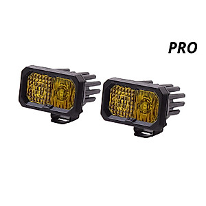 Diode Dynamics Stage Series 2in SAE Yellow Pro Standard LED Pod (pair), Driving w/Amber Backlight