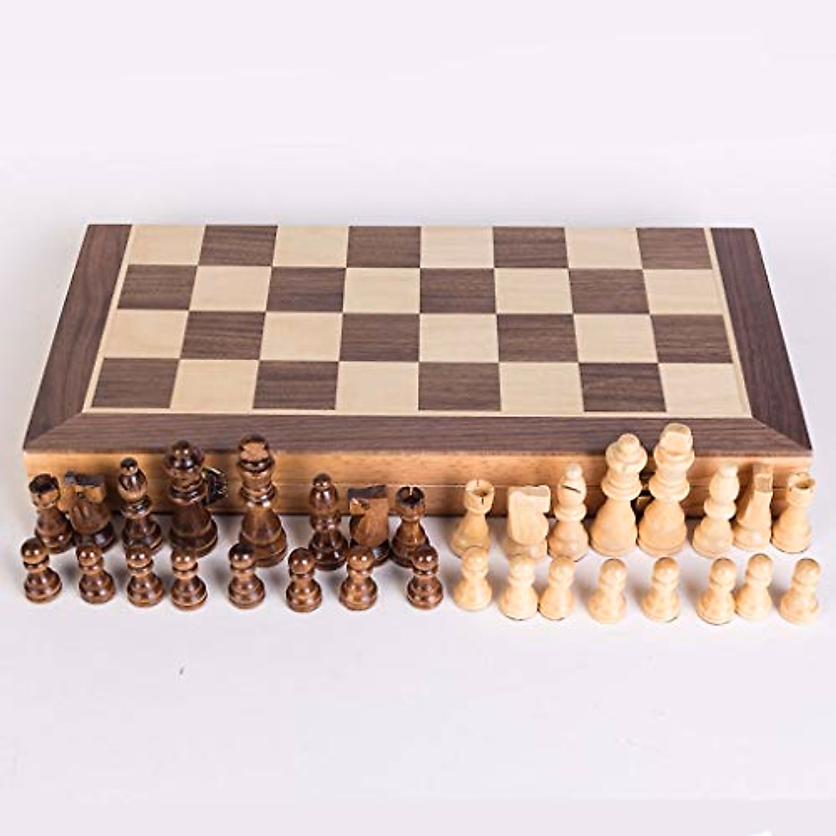 BIENKA MKVRS Chess Chess Set Chess Board Folding Wooden Chess Game Board with Felt Game Board Inside Portable Travel Folding Board Game for Kids Adults Chess Set Chessboard