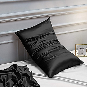 NTBAY Satin Body Pillowcase for Hair and Skin, Luxurious and Silky Pillow case with Envelope Closure, 20x54 Inches, Black