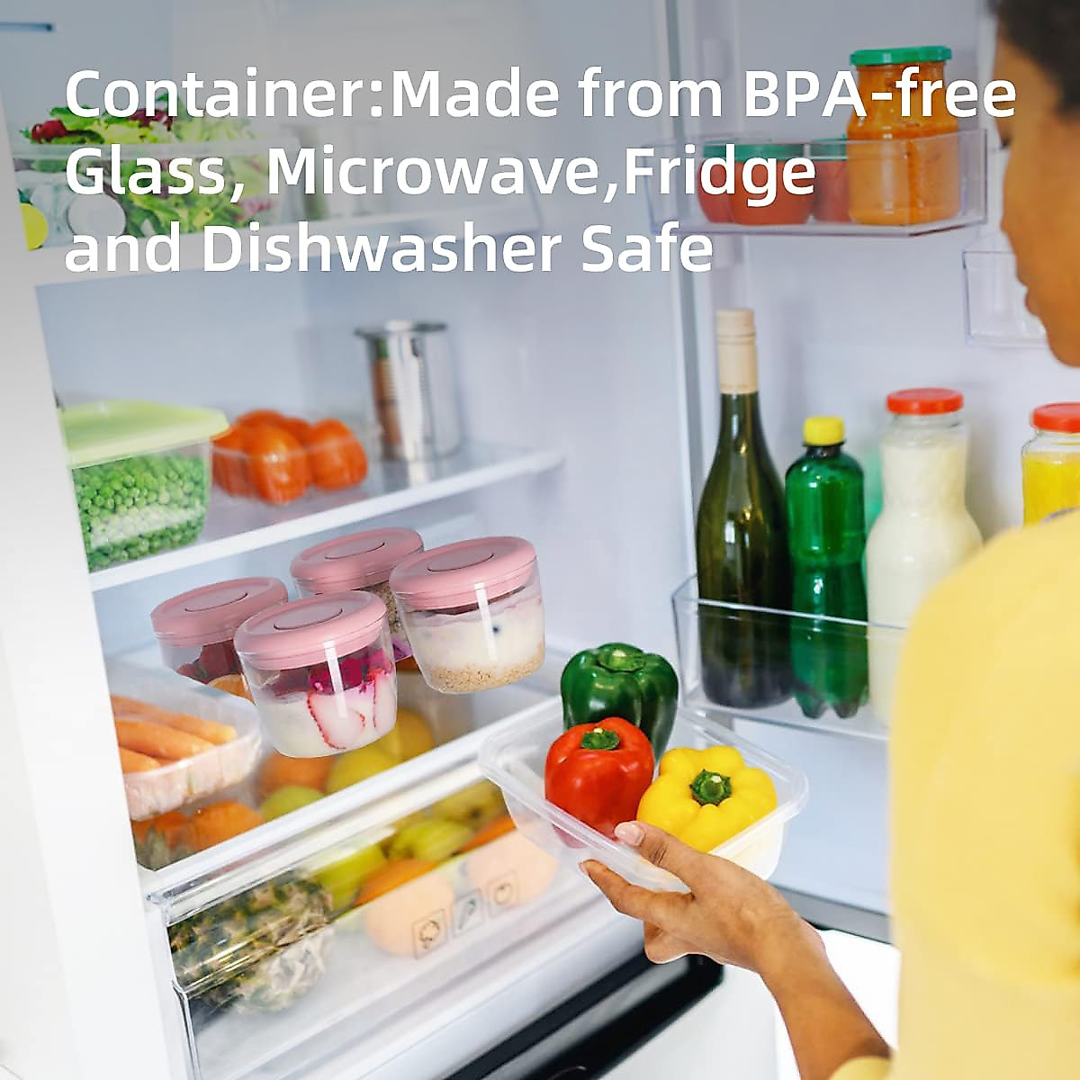 Ankou Meal Prep Containers Reusable Glass Overnight Oats Containers With Lids Pop Airtight Food Storage Containers Bowls for Breakfast Salad Leftovers Yogurt Icecream 14oz 400ml 4 Pack