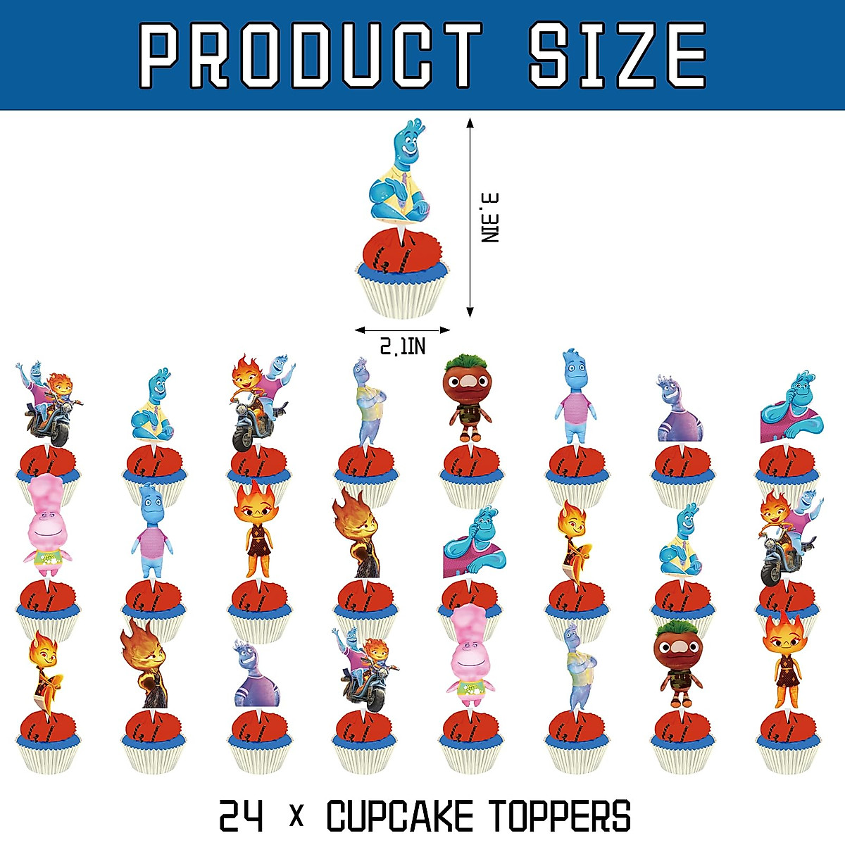 Elemental Birthday Party Supplies, 25pcs Elemental Party Decorations Cake Cupcake Toppers for Kids Girls and Boys Elemental Birthday Party Favors