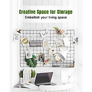 SEMPOMA 6 Pack Black Wire Basket, Hanging wall Basket for Wall Grid Panel, Metal Hanging Baskets for Organizing, Wire Basket for Kitchen Storage, Grid Wall Accessories