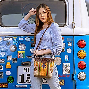 Myra BagTini Mini Hand-Tooled Bag Upcycled Cotton & Leather S-3059