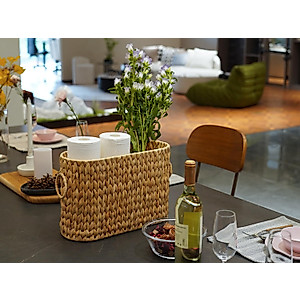 Coeusy Toilet Paper Storage,Water Hyacinth Toilet Paper Baskets Bathroom Organizer,Large Toilet Paper Holder for up to 9 Mega Rolls,Bathroom Accessories Organizer