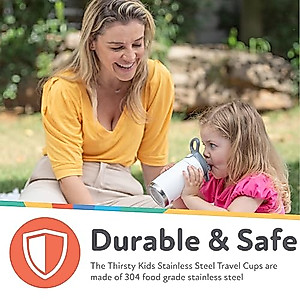 Nuby Thirsty Kids No Spill Flip-It Reflex Stainless Steel Travel Cup or Water Bottle - 10 Oz - 18+ Months - Aqua Mint