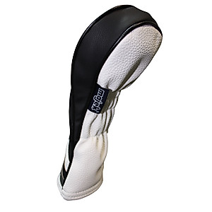 Golf Headcover Black and White Leather Style #X Fairway Head Cover Fits Fairway Wood Clubs
