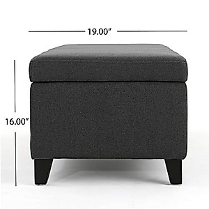 Christopher Knight Home York Fabric Storage Ottoman, Dark Grey Large