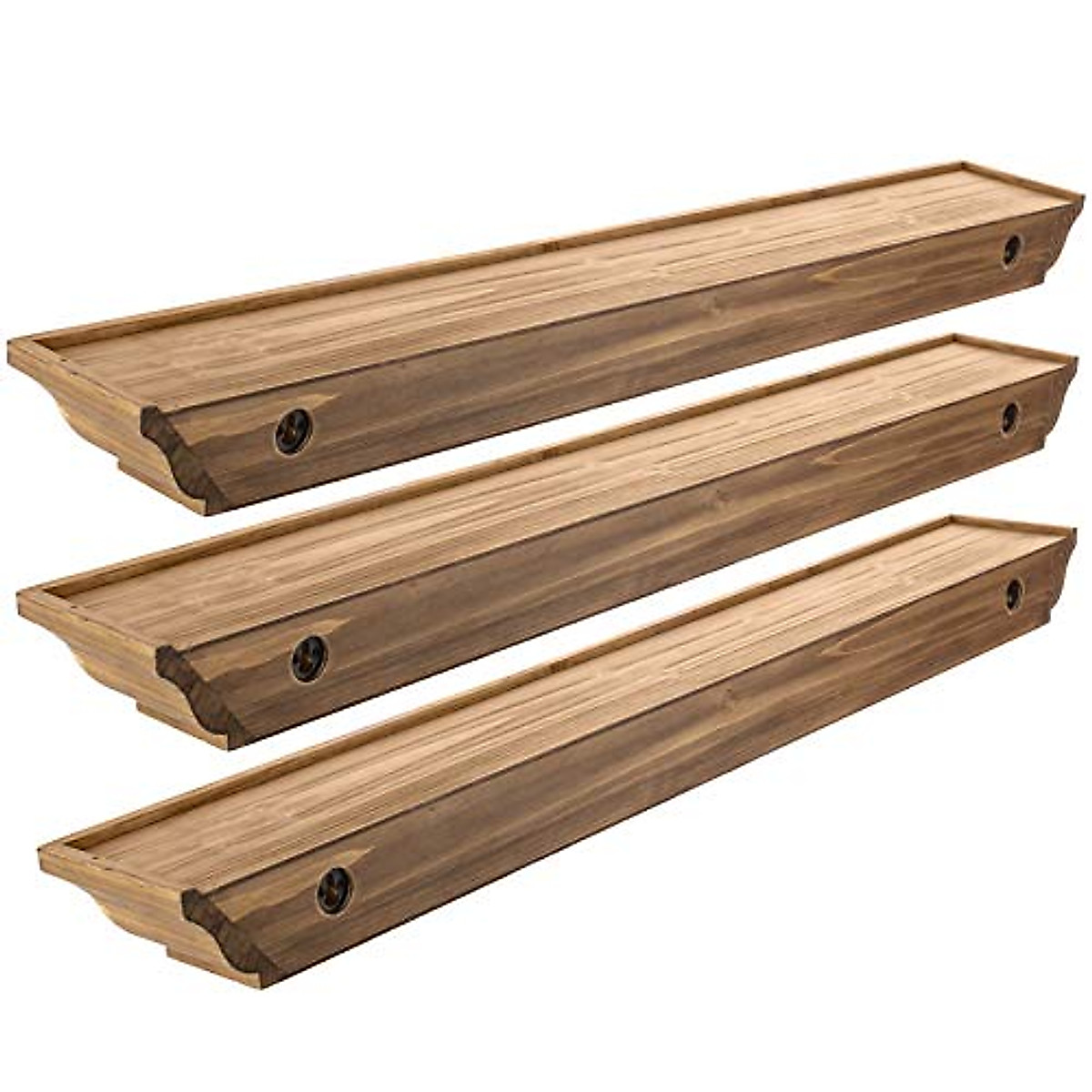 kieragrace Muskoka Fitz Wood Shelves - Walnut, 36", Set of 3