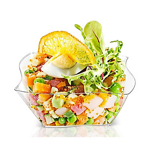 Healthcom 48 Packs 5 Oz Clear Dessert Bowls Plastic Appetizer Plates Dessert Dishes Bowls Tasting Cups Mini Dessert Bowls Serving Plate Reusable Disposable Bowls Small Catering Dessert Bowls for Party