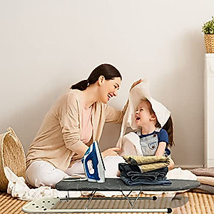 Fayaww Table Top Ironing Board,12x32in Small Ironing Board,with Foldable Legs,Heat Reflective Ironing Cover and Extra Thick Felt Padding,Dark Grey