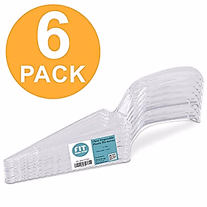 [6 Pack] 10 Inch Plastic Pie Server - Clear Disposable Cake Servers and Cutter Utensil, Heavy Duty Spatula for Serving Platter, Cutting Dessert, Pizza Pastry Slicer, Kitchen Knife and Wedding Flatware