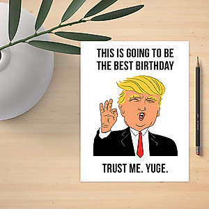 Andaz Press Funny Jumbo Birthday Card With Envelope 8.5 x 11 inch, Greeting Card, Trump Best Birthday, Yuge