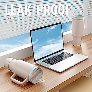 KISSKIND 40 oz Tumbler with Handle and Straw Lid Leak-proof Silicone Boot Straw Cover Cap Travel Coffee Mug Stainless Steel Water Bottle Insulated Cup for Hot and Cold Beverages Gift Idea-Cream