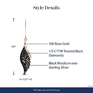 Jewelili Enchanted Disney Fine Jewelry 10K Rose Gold and Black Rhodium over Sterling Silver 1/5 Cttw Treated Black Round Diamond Maleficent Earrings