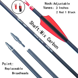 COLORFUL EAGLE 12pcs/lot Carbon Arrow Outdoor Hunting Bows Arrows for Recurve Compound Bow Archery Hunting Target Parctice Accessories (30)