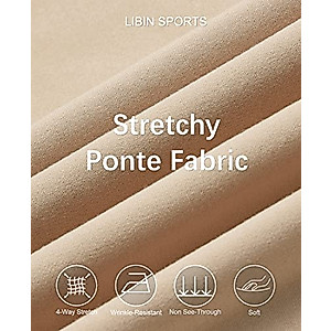 Libin Women's Bootcut Dress Pants 31" Business Casual Work Pants High Waisted Stretchy Slacks for Women Yoga Office Trousers with 4 Pockets, Khaki, 4