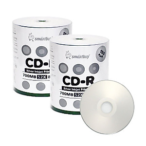 Smartbuy 200-disc 700mb/80min 52x CD-R Silver Inkjet Hub Printable Blank Recordable Media Disc