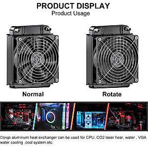 Clyxgs Water Cooling Radiator, 8 Pipe Aluminum Heat Exchanger Radiator with Fan for PC CPU Computer Water Cool System DC12V 80mm Black