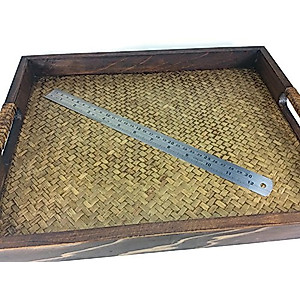 Serving Tray Wooden Handmade Bamboo Oriental Vintage Restaurant Wooden Handcraft 11.5 x 15 Inches