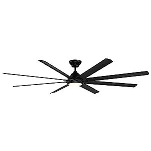 Hydra Smart Indoor and Outdoor 8-Blade Ceiling Fan 96in Matte Black with 3500K LED Light Kit and Wall Control works with Alexa, Google Assistant, Samsung Things, and iOS or Android App