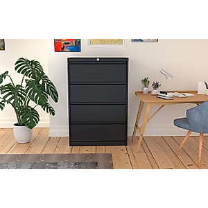 UINSOO 4 Drawer lateral File Cabinet with Lock for Legal/Letter A4 Size,Locking Steel File Cabinet,52" Metal File Cabinet,Easy to Assemble for Home and Office use (Black)…
